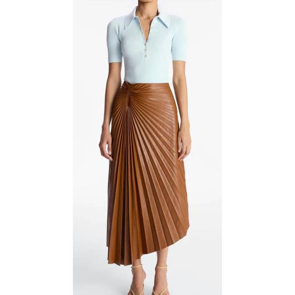 A.L.C. | Skirts | New Alc Tracy Vegan Leather Skirt In Cognac | Poshmark